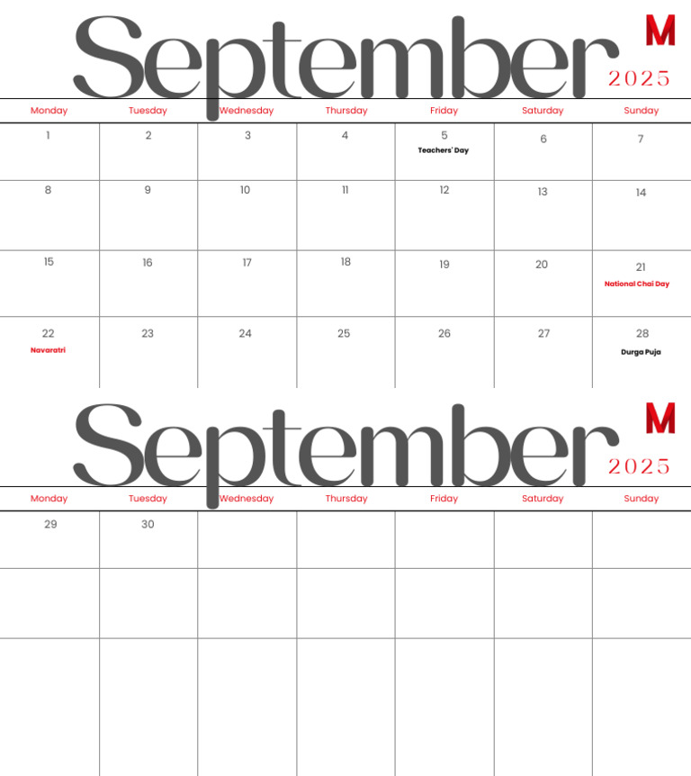 September Topical Calendar 2025 | PDF