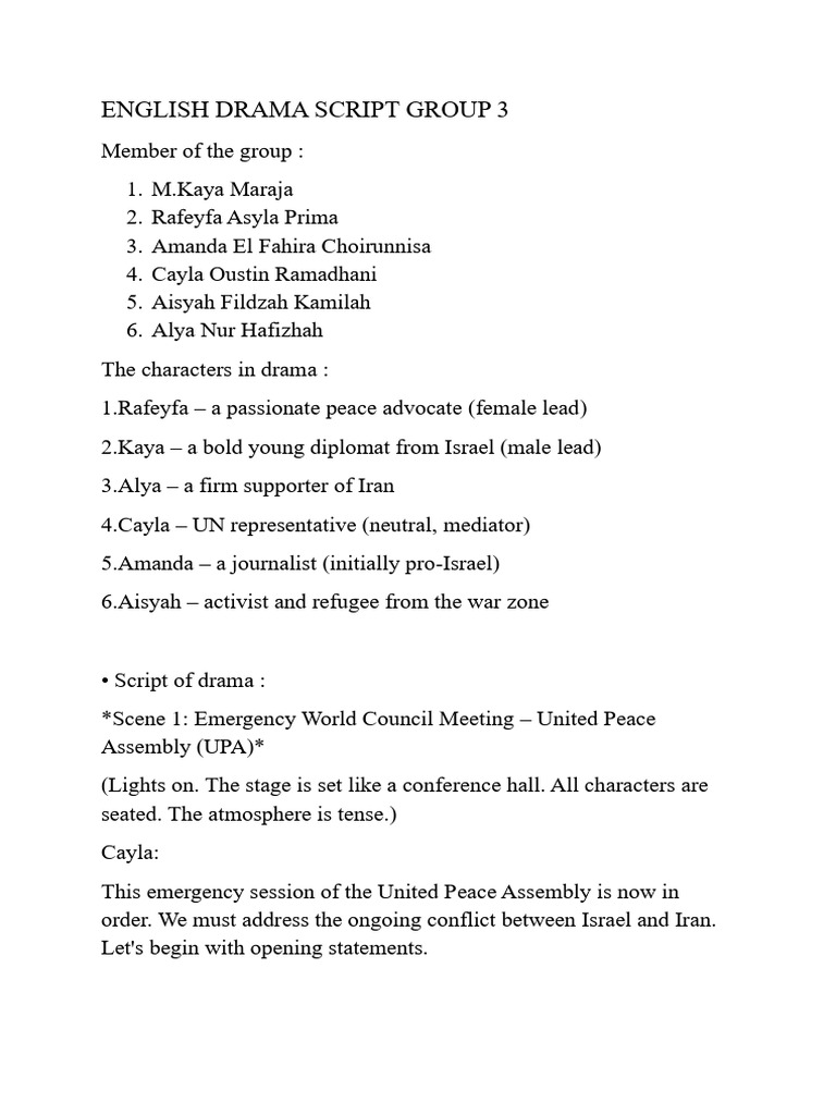 Peace Drama Script: Israel-Iran Conflict | PDF | Politics Of Israel ...