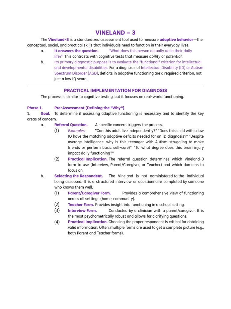 Vineland-3: Assessing Adaptive Behavior | PDF | Autism | Intellectual ...