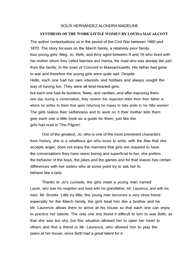 Summary of Little Women by Alcott | PDF | Little Women