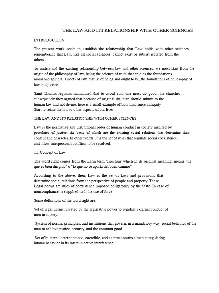 Law's Interconnection with Other Sciences | PDF | Science | Computer ...
