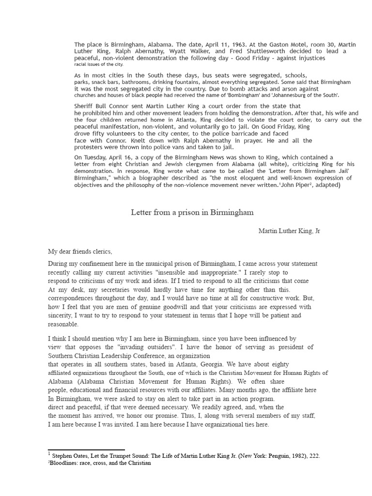 Martin Luther King Jr_Birmingham Jail Letter | PDF | Extremism | Civil ...