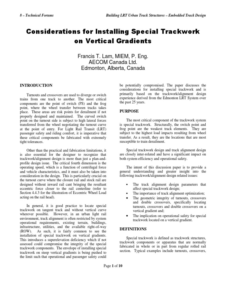 LRT Trackwork on Vertical Gradients | PDF | Track (Rail Transport ...