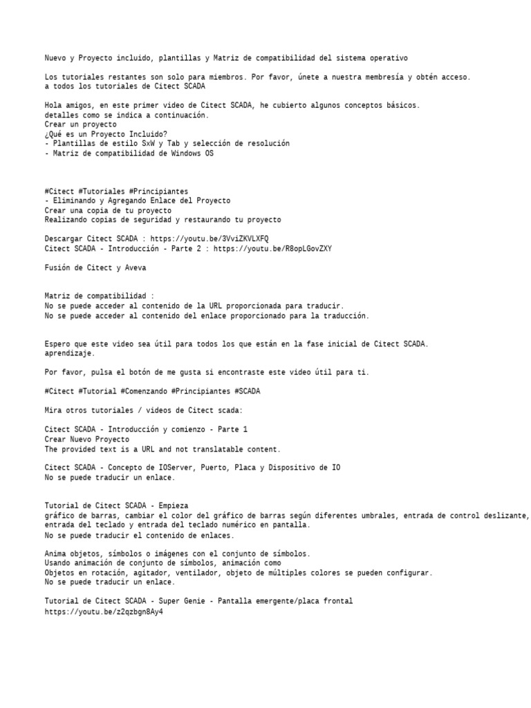 Citect SCADA Tutorial - Introducción Parte 1 (Descripción) | PDF