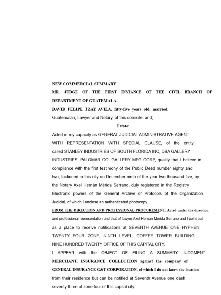 Insurance Claim Summary Judgment Filing | PDF | Insurance | Civil Law ...