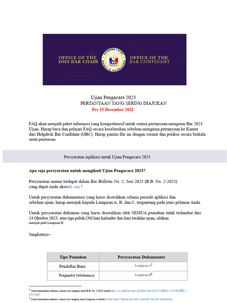 Persyaratan Ujian Pengacara 2023 | PDF