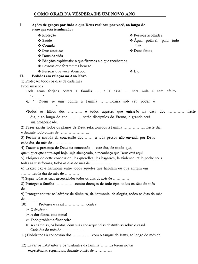 Oração de Véspera para o Ano Novo | PDF | Oração | Jesus