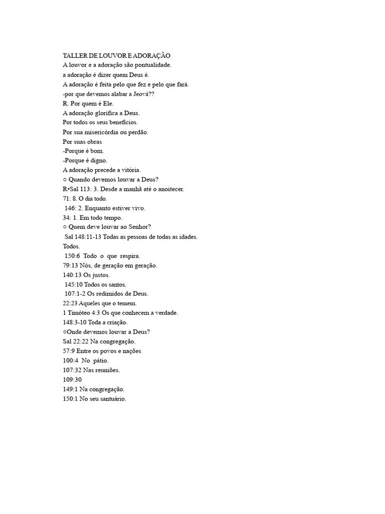 Oficina de Louvor e Adoração. | PDF