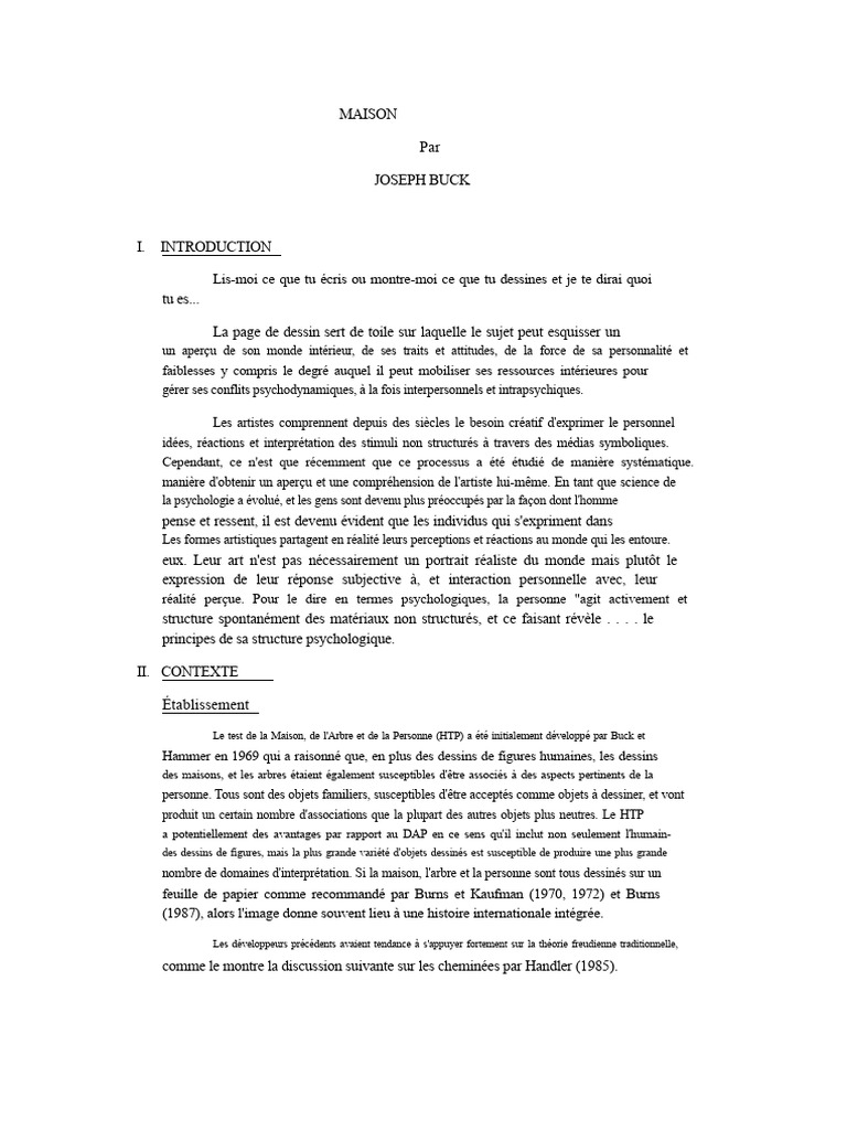 Interprétation des Dessins Maison-Arbre | PDF | Psychologie | Dessin