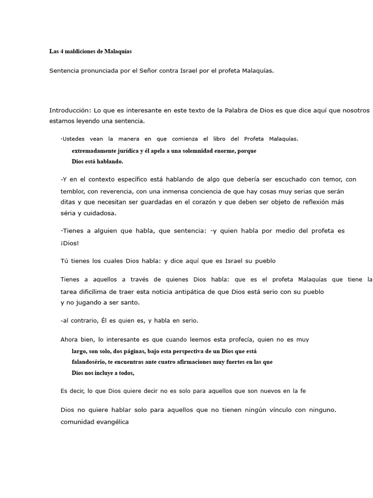 Las 4 maldiciones de Malaquías explicadas | PDF | Dios | Bendición