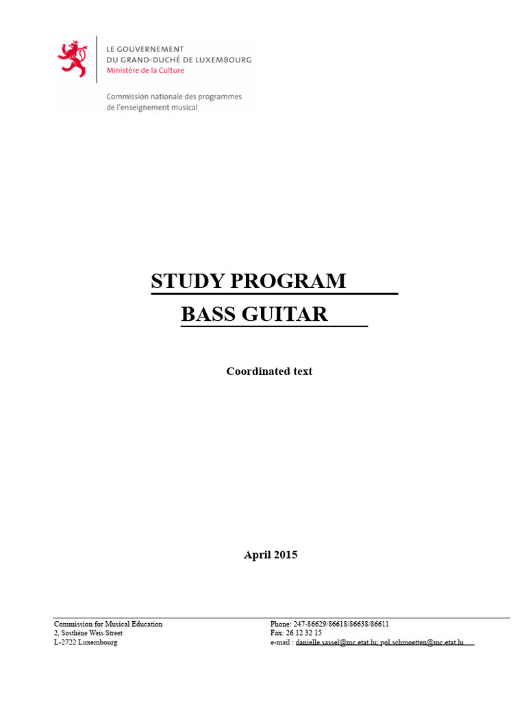 Bass Guitar Study Program Overview | PDF | Chord (Music) | Scale (Music)