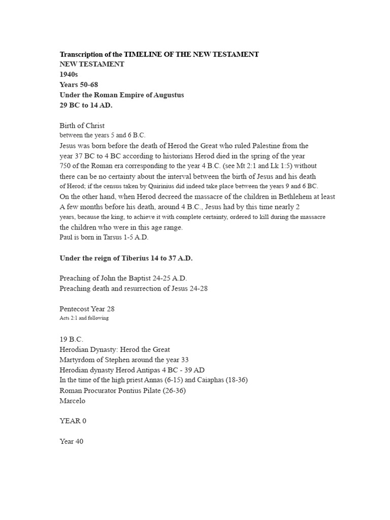 New Testament Timeline Overview | PDF | Early Christianity | Paul The ...