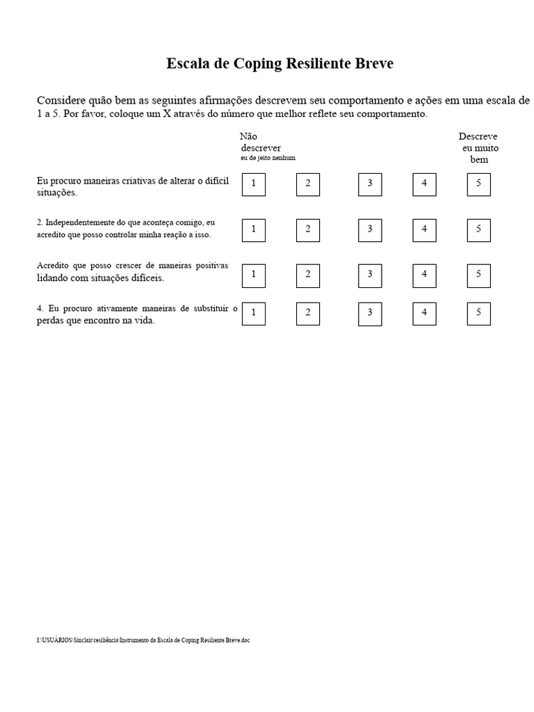 Escala de Coping Resiliente Breve | PDF