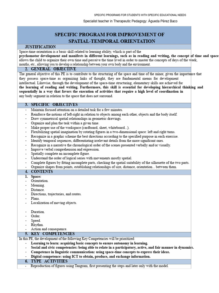 Spatial-Temporal Orientation Program | PDF | Attention | Spacetime