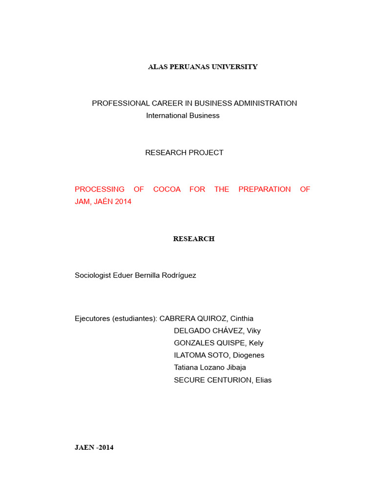 Cocoa Processing for Jam Production | PDF | Cocoa Bean