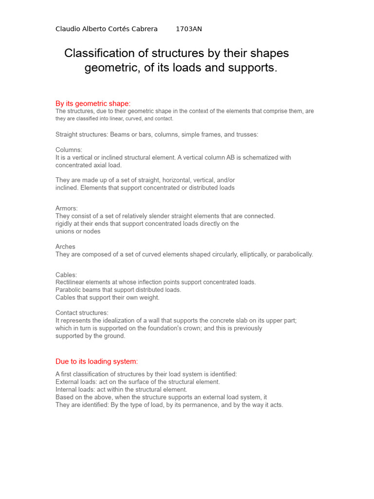 Classification of Structures by Their Geometric Shapes | PDF | Beam ...