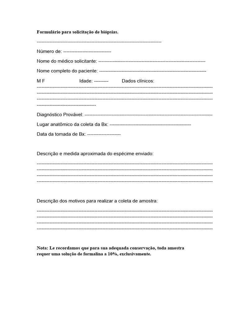 Solicitação de biópsia | PDF | Remédio | Especialidades médicas