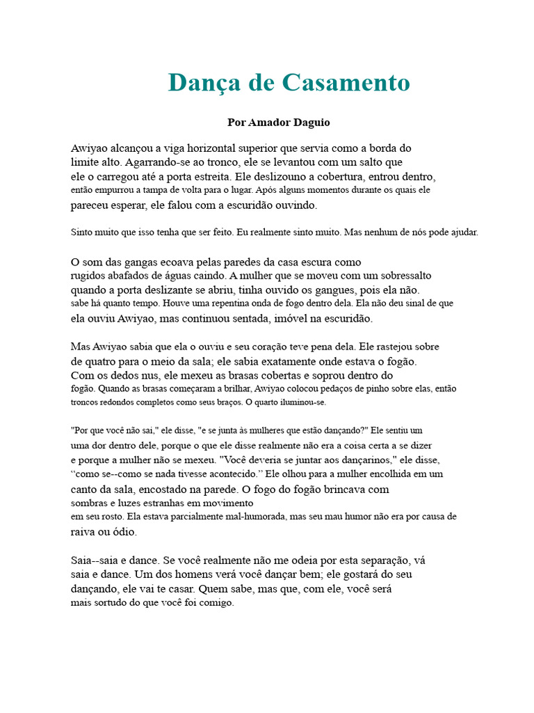 Dança de Casamento: A Separação de Awiyao | PDF | Amor