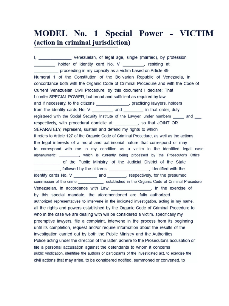 Special Power of Attorney for Victims | PDF | Prosecutor | Lawyer