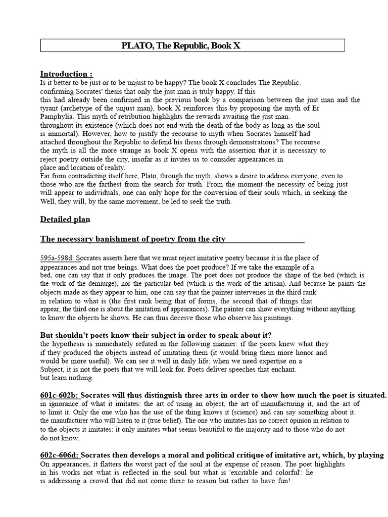 Plato, The Republic, Book X | PDF | Soul | Religious Belief And Doctrine