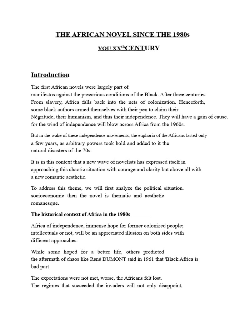 3 - The African Novel Since The 1980s | PDF | Narrative | Novels