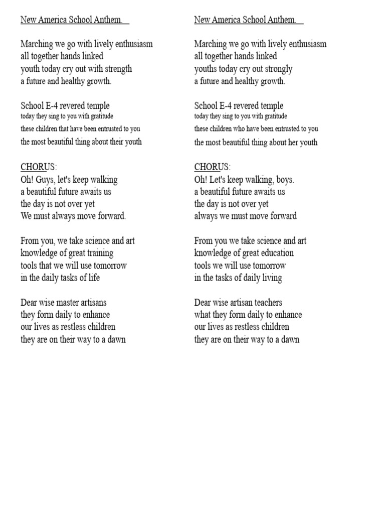 New America School Anthem for Teachers | PDF