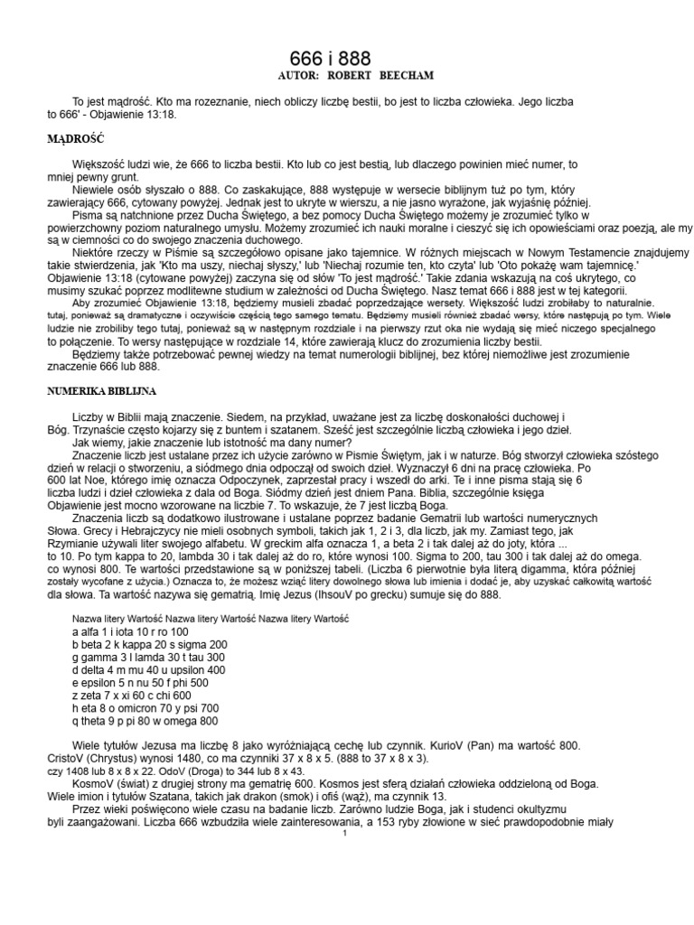 666 I 888 (Robert Beecham) | PDF