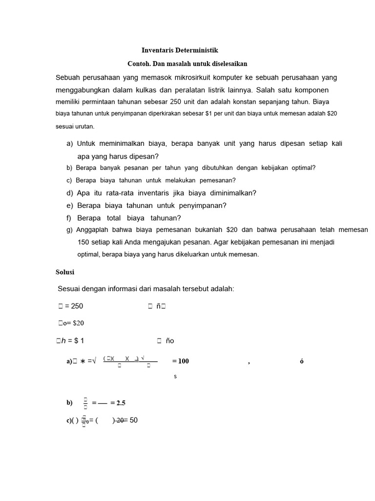 Strategi Inventaris Deterministik Optimal | PDF
