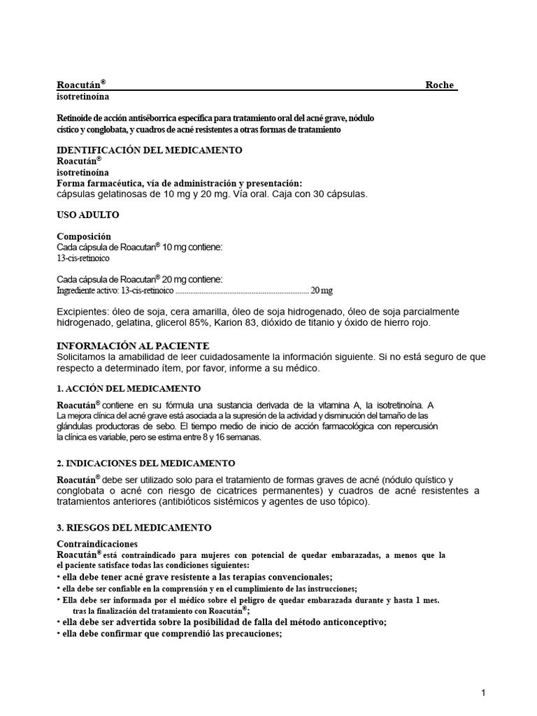 Dosis de Roacután para acné grave | PDF | Control de la natalidad ...