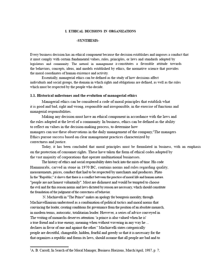 Ethical Decisions in Organizations | PDF | Utilitarianism | Value (Ethics)