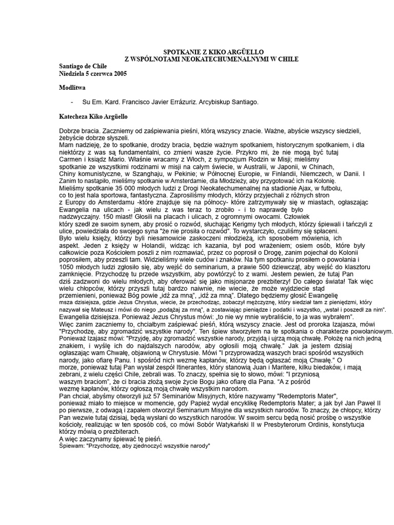 SPOTKANIE KIKO ARGÜELLO CHILE | PDF