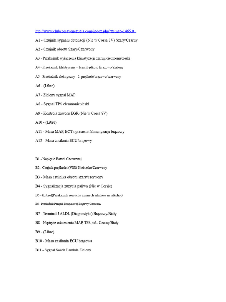 Pinout ECU Corsa | PDF
