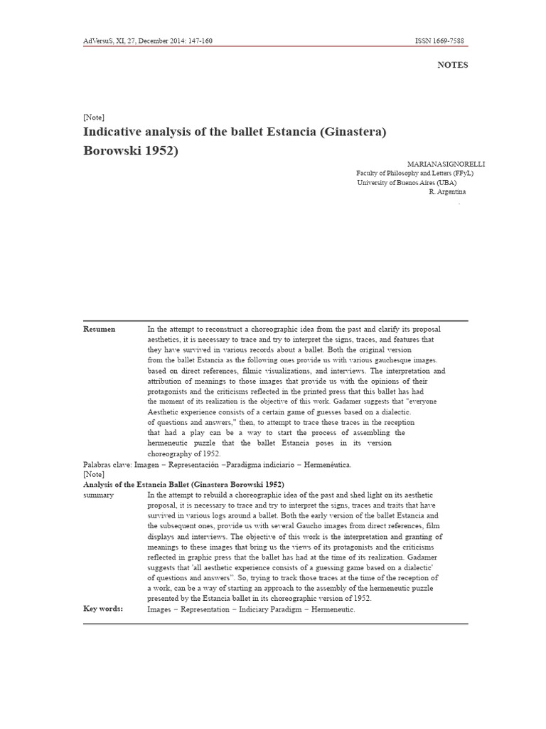 Analysis of Ginastera's La Estancia | PDF | Dances | Hermeneutics