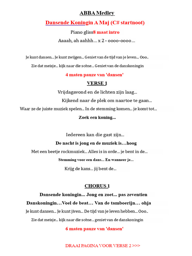 ABBA Medley - Dancing Queen:Mamma Mia:Waterloo CTC | PDF