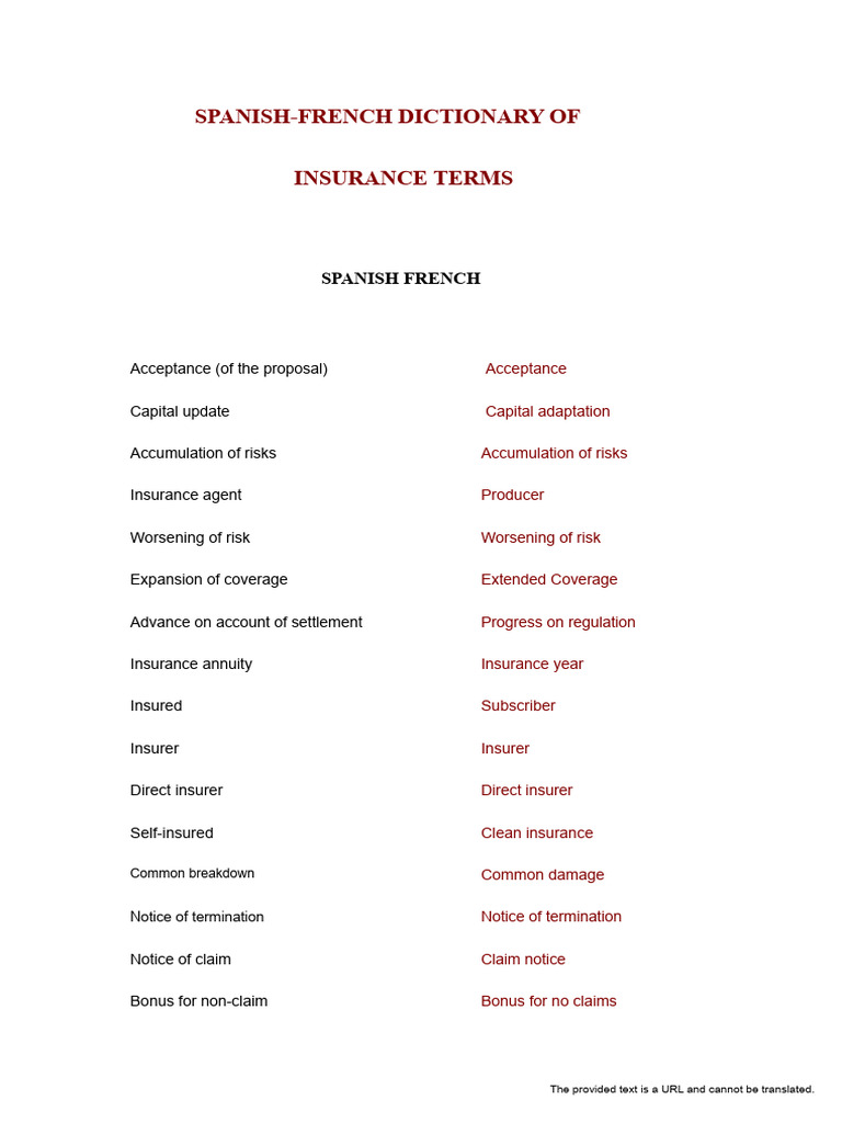 Vocabulary 1 Part Insurance | PDF | Insurance | Financial Risk