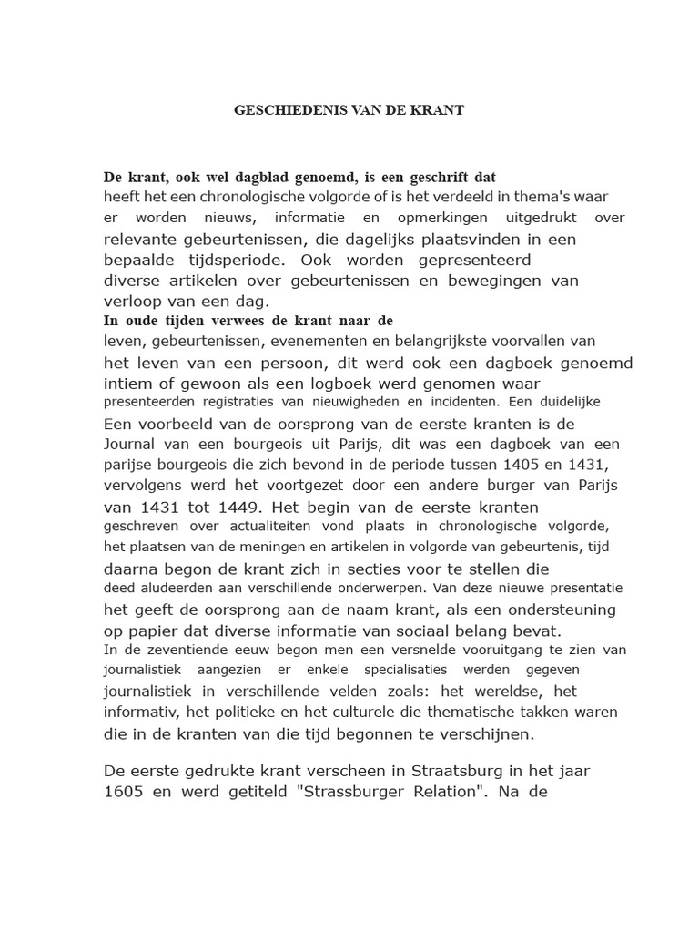 Geschiedenis Van de Krant | PDF