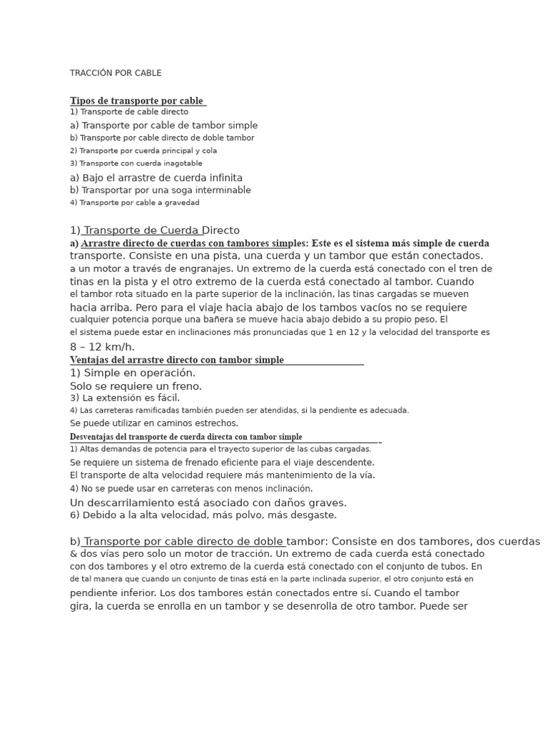 Tipos de Transporte por Cable | PDF | Cuerda | Transporte
