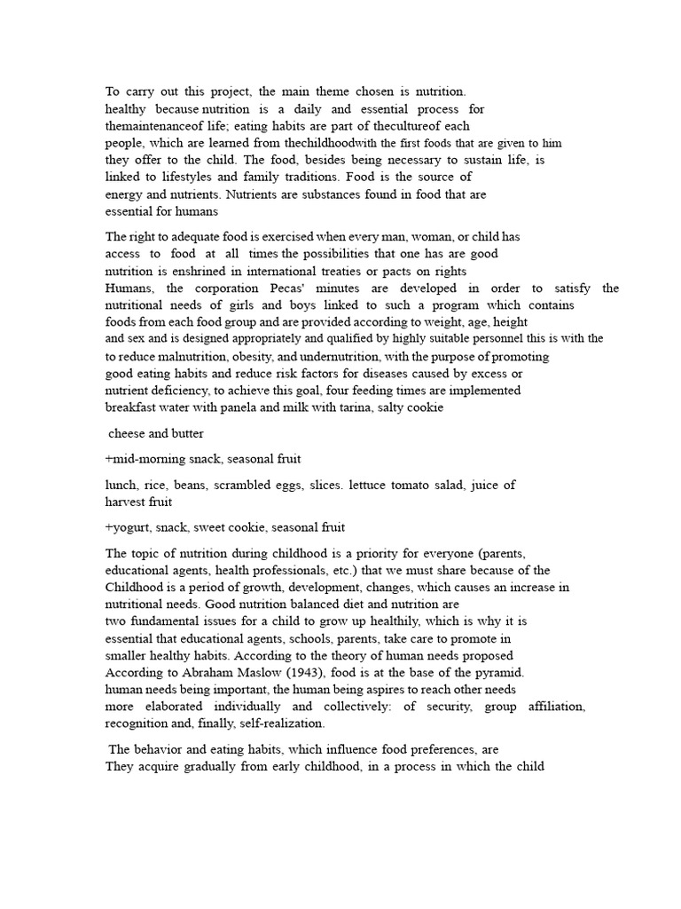 Essential Nutrition for Child Development | PDF | Vegetables | Nutrition