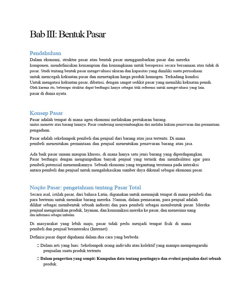 Bentuk Pasar | PDF