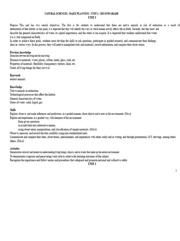 CN - Unit 3 - 2nd - Second Grade | PDF | Water | Learning