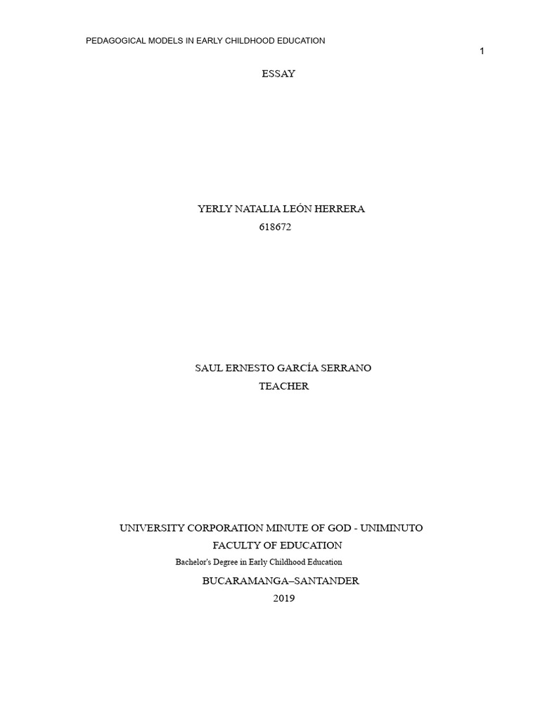 Pedagogical Models in Early Education | PDF | Pedagogy | Methodology