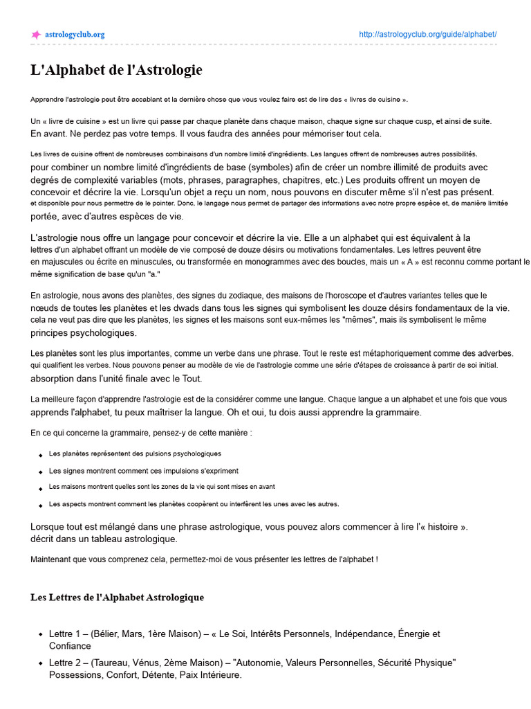 Alphabet Astrologique : Guide Essentiel | PDF | Astrologie | Horoscope