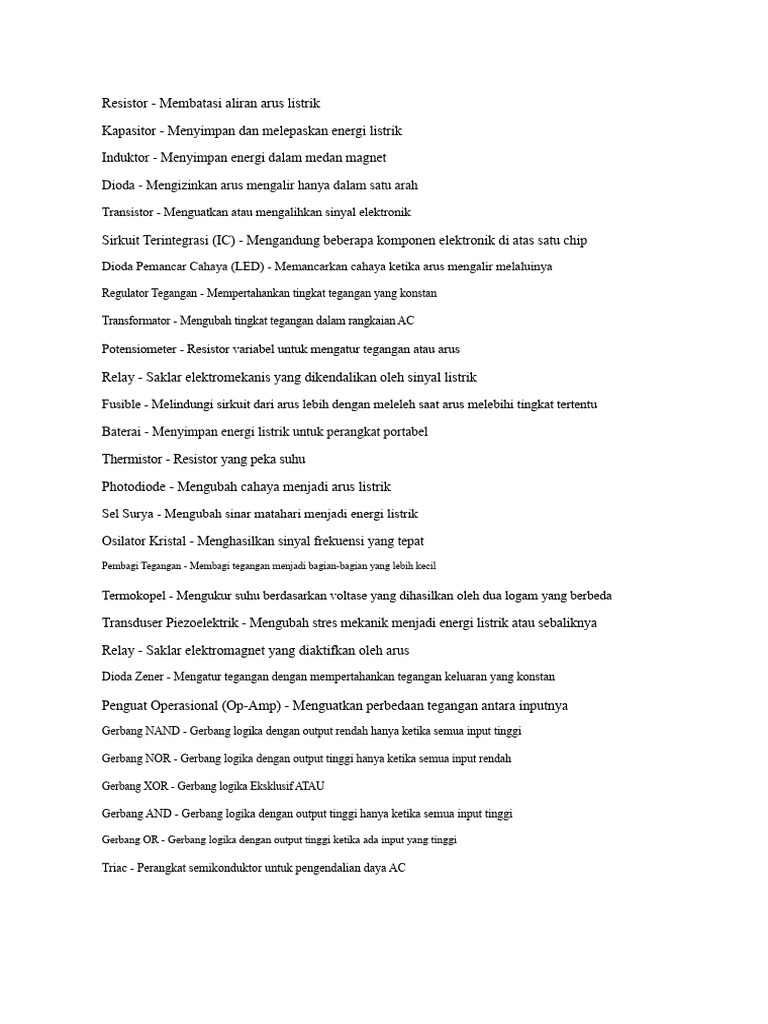 Komponen Elektronik dan Fungsinya | PDF