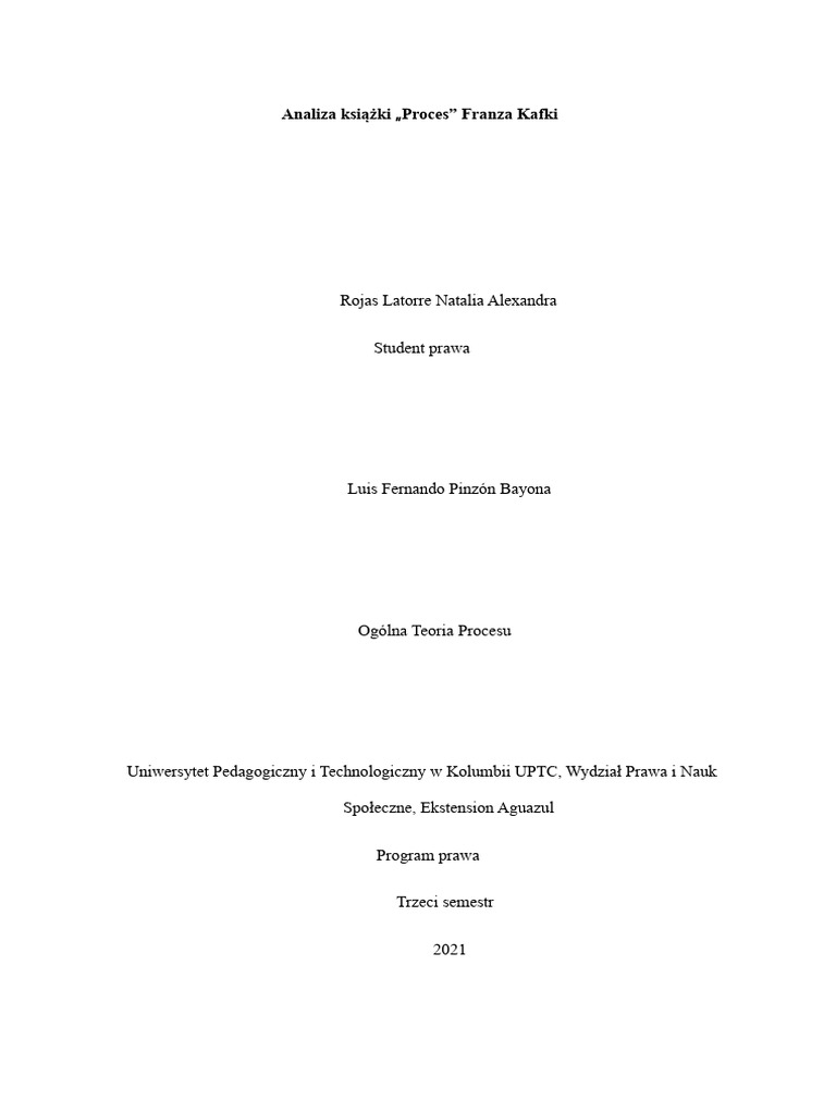 Analiza Procesu Franza Kafki | PDF