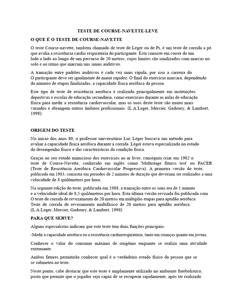 Teste de Course-navette | PDF | Tempo | Som