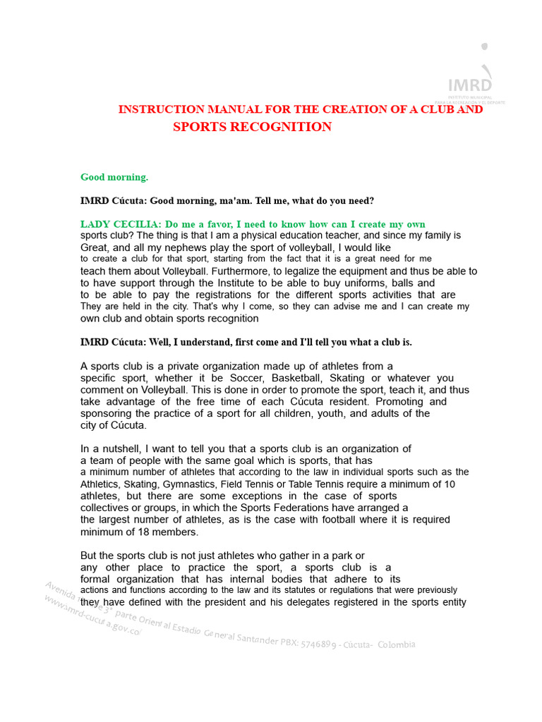 Instruction For Creating A Club | PDF | Sports | Justice