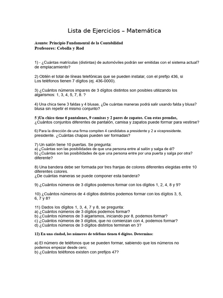 Lista de Ejercicios Contar | PDF