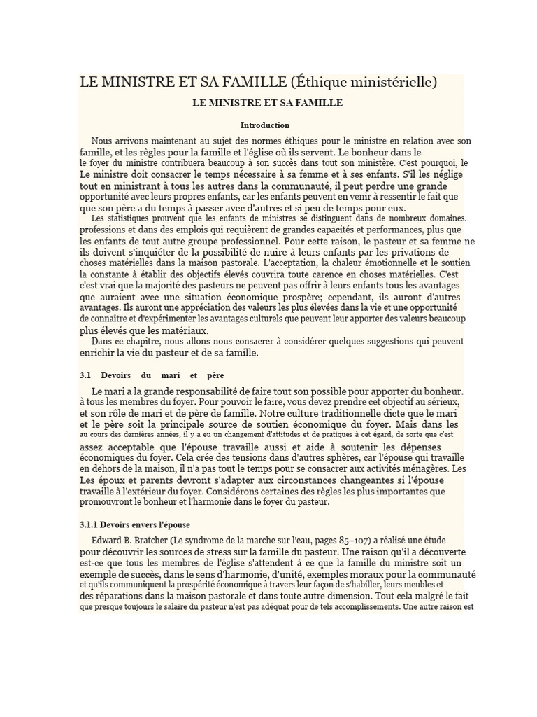 Éthique ministérielle et vie familiale | PDF | Mariage | Amour