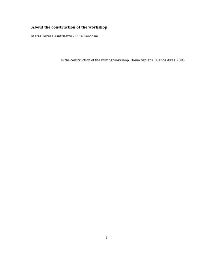 Andruetto and Lardone - On The Construction of The Workshop | PDF ...