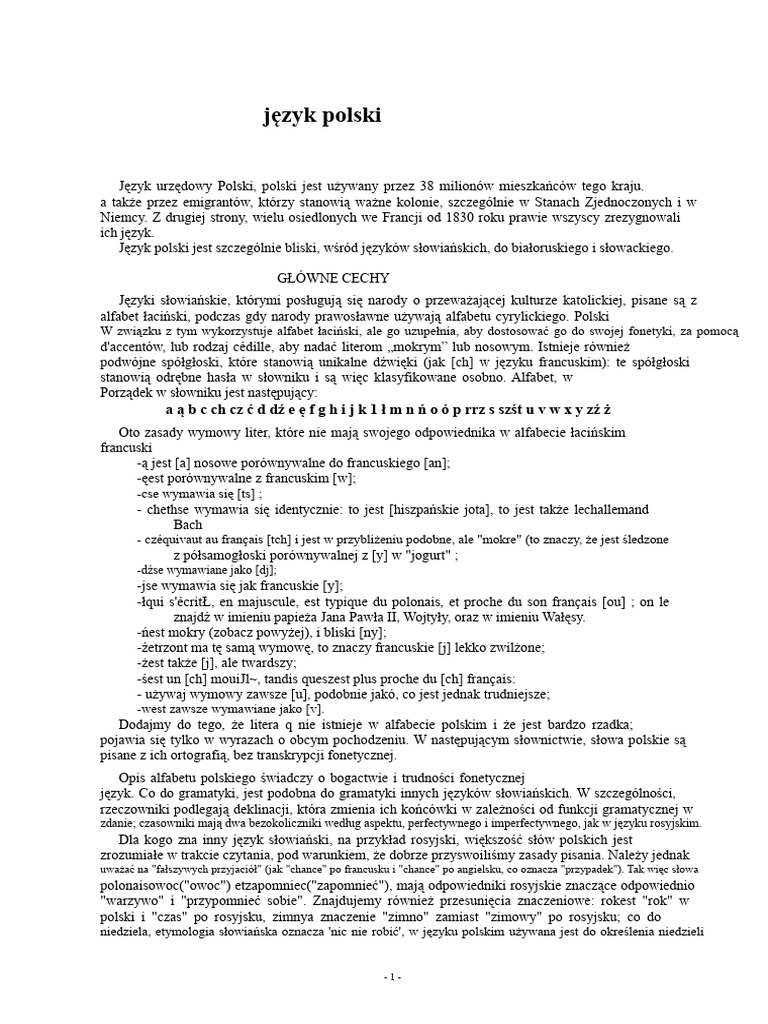 Polski W 650 Słowach | PDF